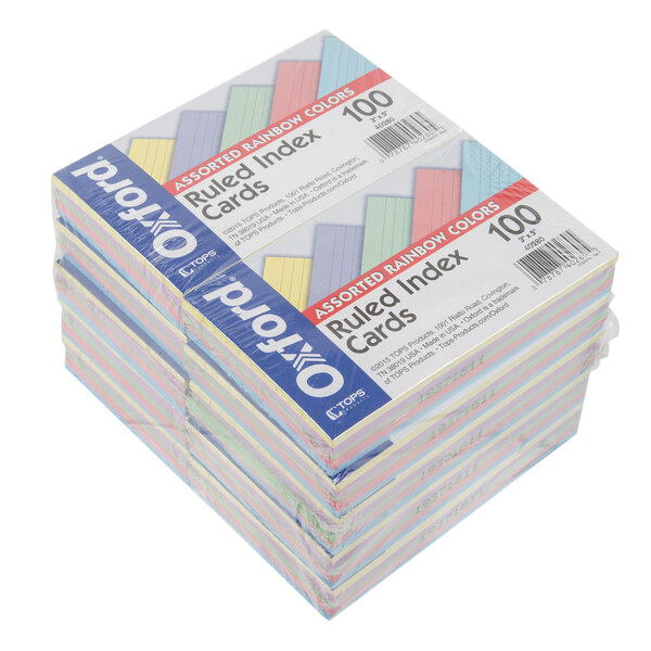 Oxford OXF 40280EE 3" x 5" Assorted Color Ruled Index Card - 100/Pack