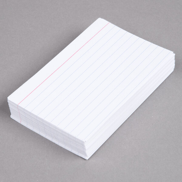 Oxford OXF 31EE 3" x 5" White Ruled Index Card - 100/Pack
