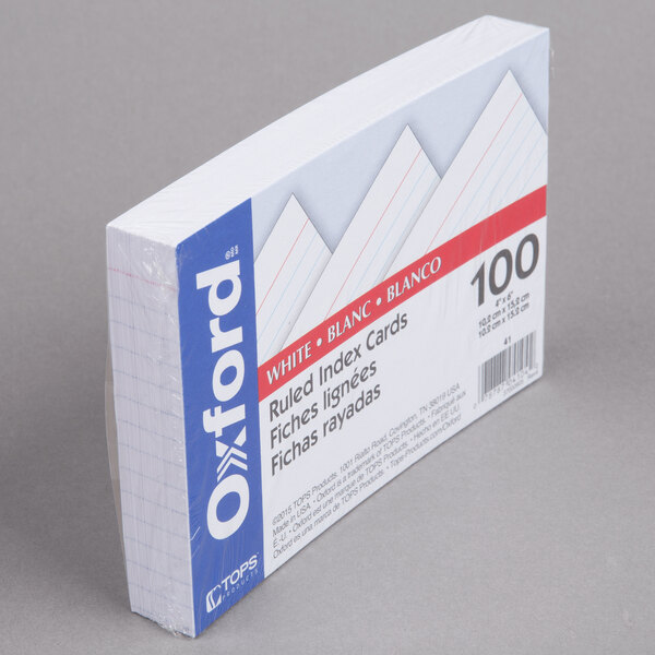Oxford OXF 41EE 4" x 6" White Ruled Index Card - 100/Pack