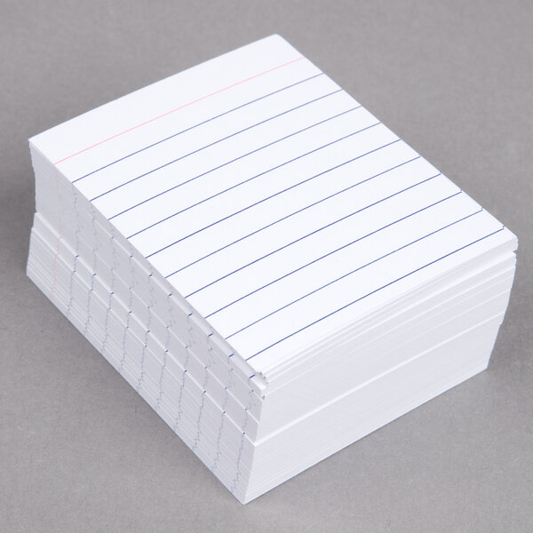 Oxford OXF 10009EE 3" x 2 1/2" White Ruled Mini Index Card - 200/Pack