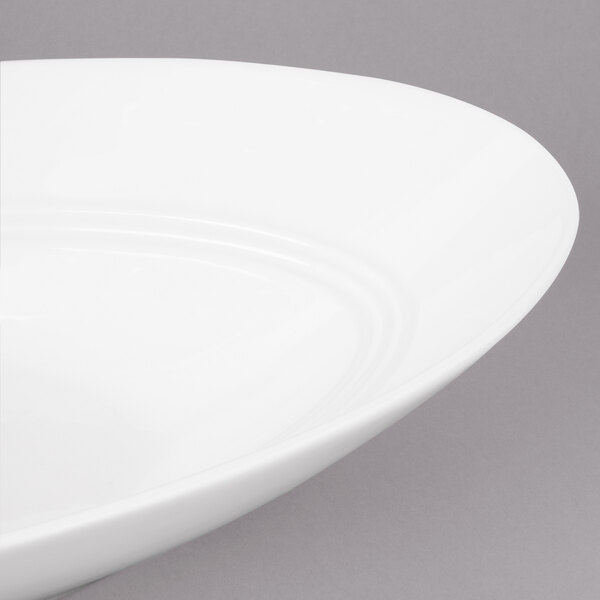 Bon Chef 1100014P Slanted Oval 26 oz. White Porcelain Bowl - 6/Pack