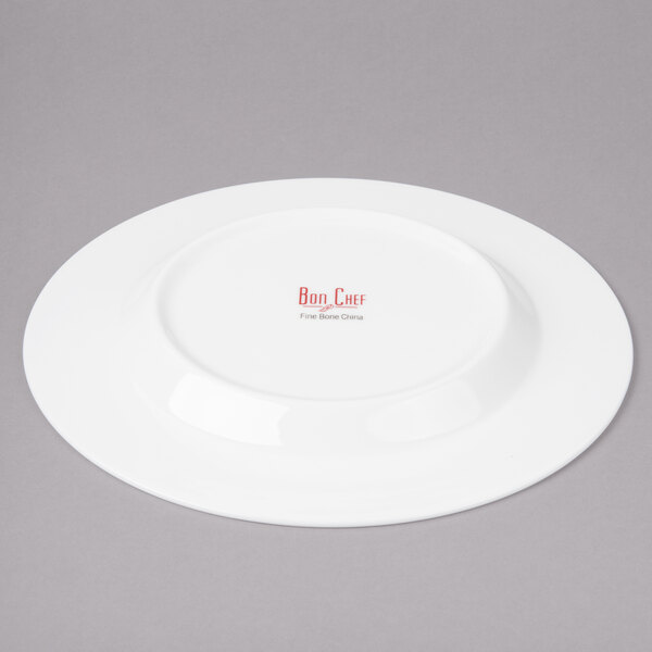 Bon Chef 5000007B Wide Rim 9" White Bone China Salad Plate - 24/Case