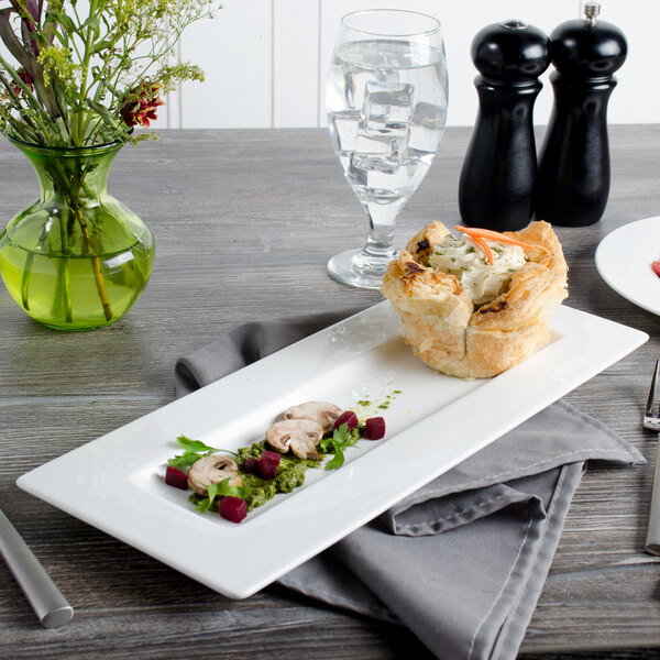 Bon Chef 5000017B Wide Rim 15" x 6" White Bone China Rectangular Plate ...