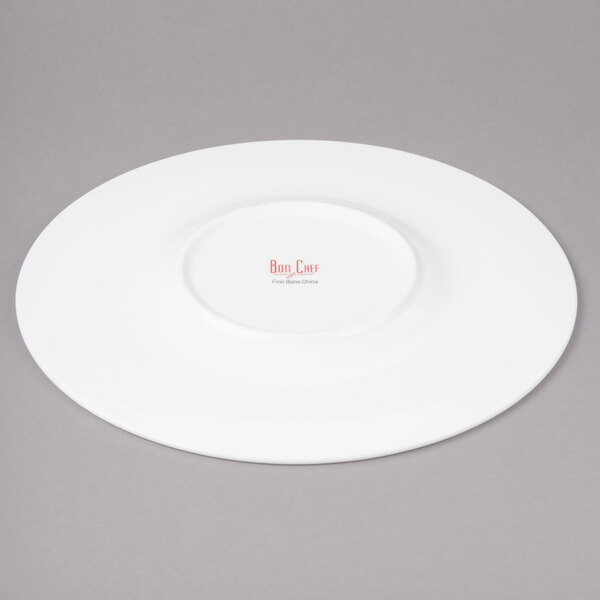 Bon Chef 5000011B Wide Rim 11" White Bone China Plate - 12/Pack