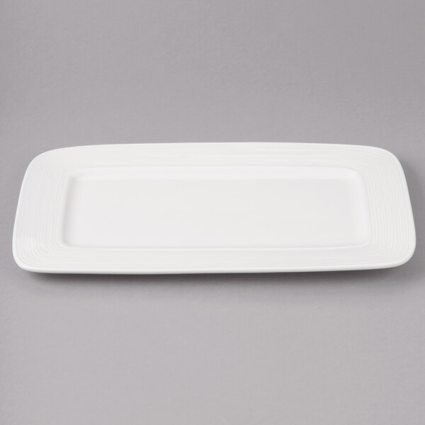 Bon Chef 1300010P Circles 12" x 7 1/2" White Porcelain Rectangular ...