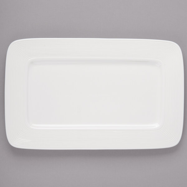 Bon Chef 1300011P Circles 14" x 8 3/4" White Porcelain Rectangular ...