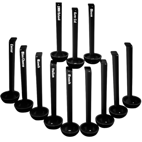 Cambro LD85A110 Camwear Plastic Black 12-Piece 0.75 oz. Printed Ladle Set