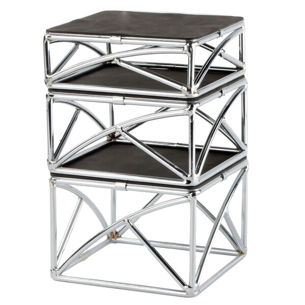 Tablecraft CR3 Set of Three Chrome Plated Square Metal Riser Set - 2 ...