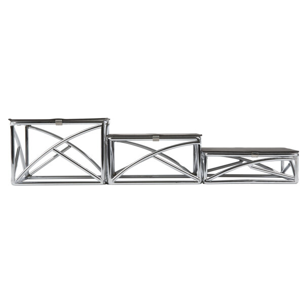 Tablecraft CR3 Set of Three Chrome Plated Square Metal Riser Set - 2 ...
