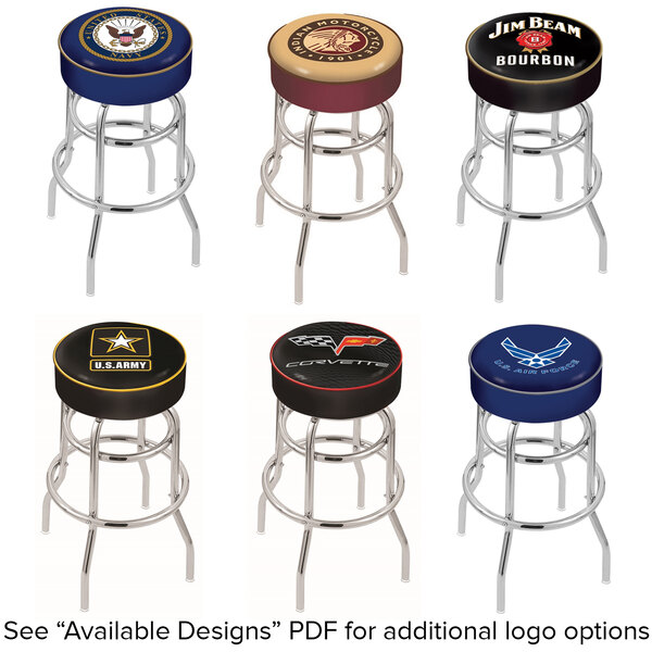 Holland Bar Stool Logo Double Ring Swivel Bar Stool with 4" Padded Seat
