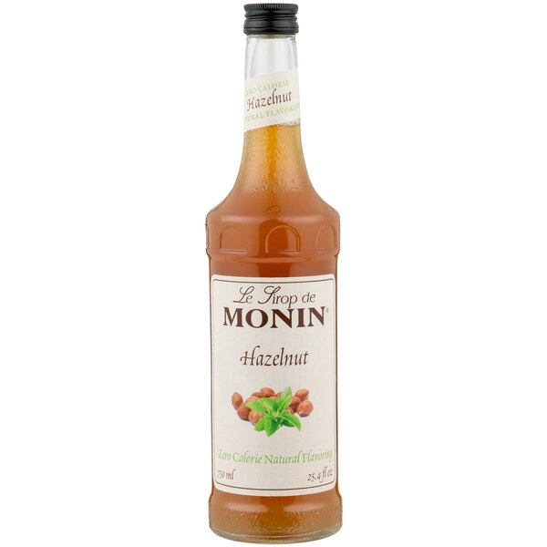 Monin 750 mL Zero Calorie Natural Hazelnut Flavoring Syrup