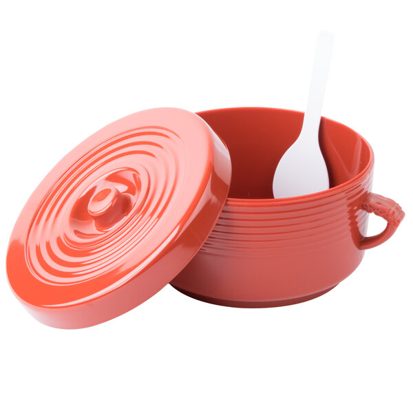 Thunder Group 72 oz. Red Plastic Handled Rice Container with Lid and Spoon