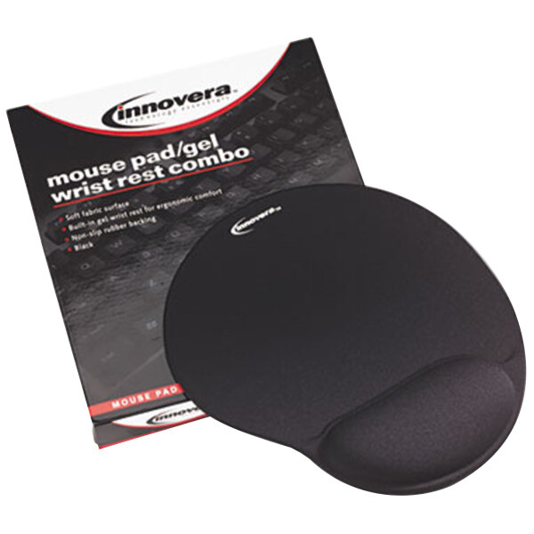 Innovera 50448 Black Mouse Pad with Gel Wrist Rest