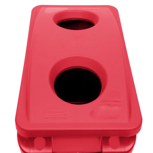 Rubbermaid Slim Jim 23 Gallon Red Rectangular Trash Can with 2 Hole Lid