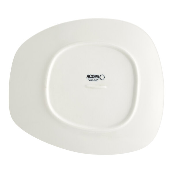 Acopa Nova 10 1/2" x 9 1/4" Cream White Asymmetric Stoneware Plate - 12 ...