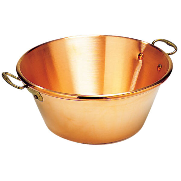 Matfer Bourgeat 304042 16.75 Qt. Extra Heavy Copper Jam Pan with Bronze ...