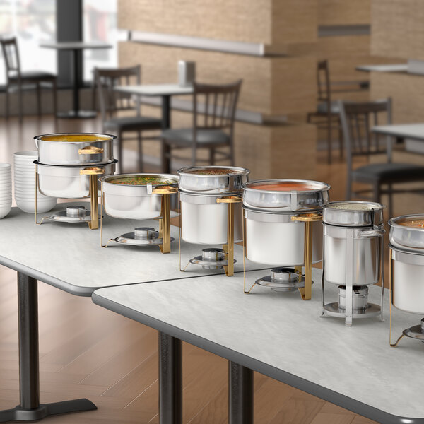 Choice Deluxe 4 Qt. Chrome Accent Marmite Sauce Chafer