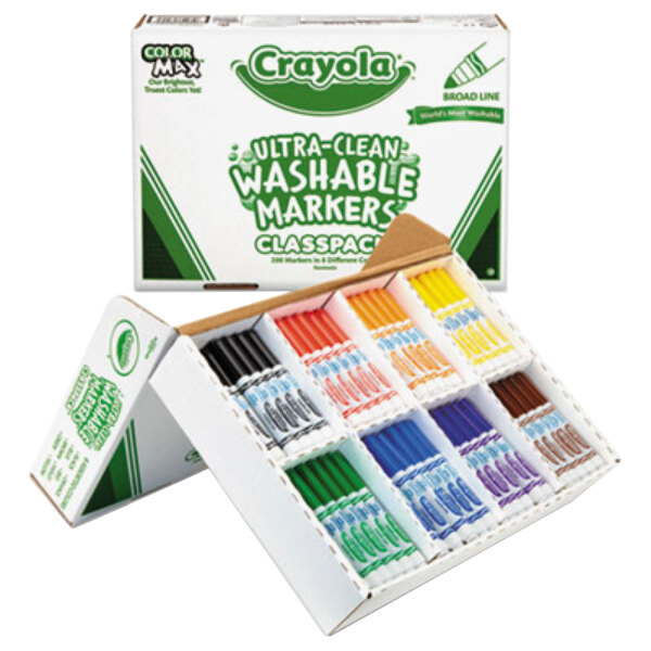 Crayola 588200 Classpack Ultra-Clean 200 Assorted Broad Point Washable ...