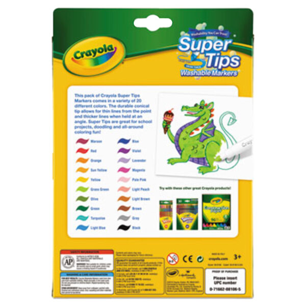 Crayola 588106 Super Tips Assorted 20-Count Washable Markers