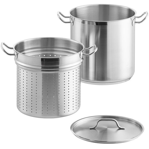 Vigor SS1 Series 20 Qt. Stainless Steel Aluminum-Clad Pasta Cooker ...