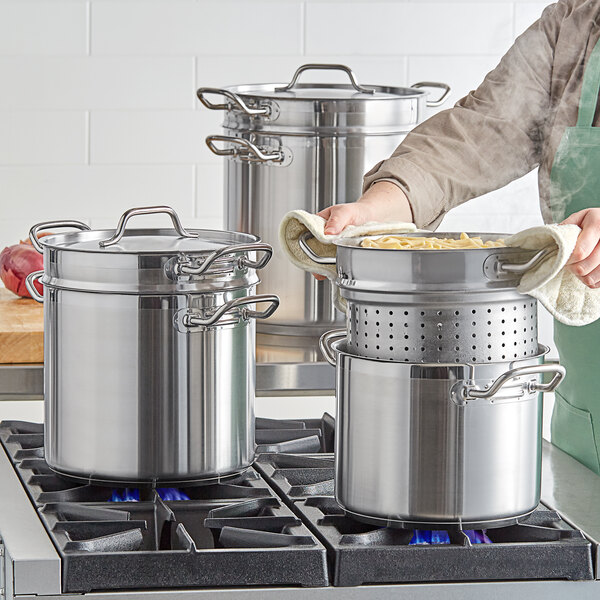 Vigor SS1 Series 20 Qt. Stainless Steel Aluminum-Clad Pasta Cooker ...