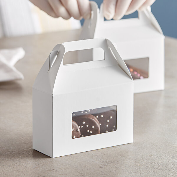 1-Piece 1/2 lb. Rectangle Window Candy Box White 5 3/8" x 2" x 3 1/2 ...