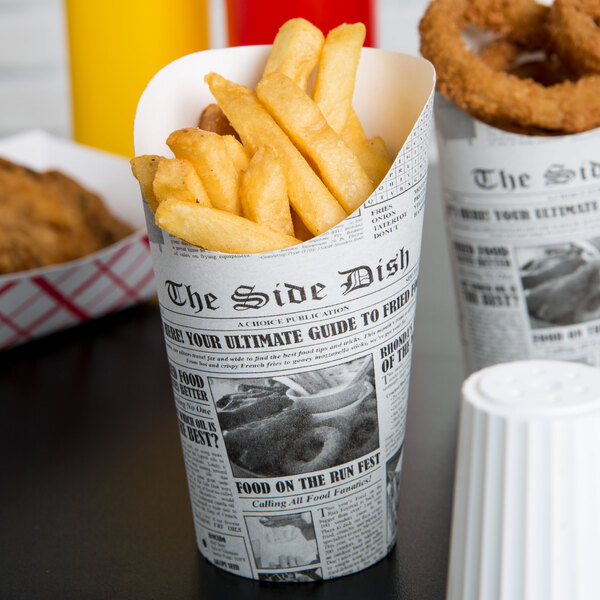 Choice Large 7.5 oz. Paper Scoop Cup with Newsprint Design - 1000/Case