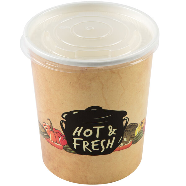Choice 32 oz. Medley Double Poly-Coated Paper Soup / Hot Food Cup with ...