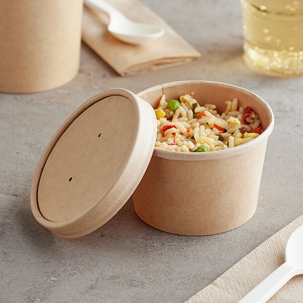 EcoChoice Kraft Paper Food Cup with Vented Lid - 8 oz. - 250/Case