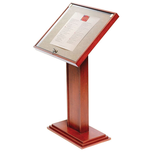 Bon Chef 50330 27 1/2" x 12" x 50" Oak Menu Display Stand
