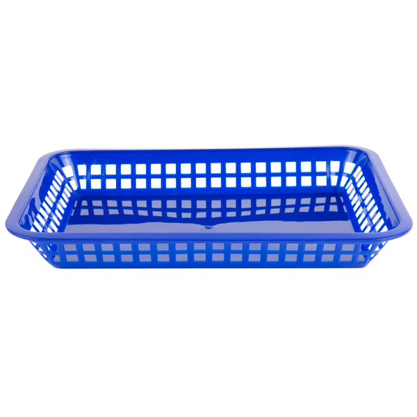 Choice 12" x 8 1/2" x 1 1/2" Blue Rectangular Plastic Fast Food Basket ...