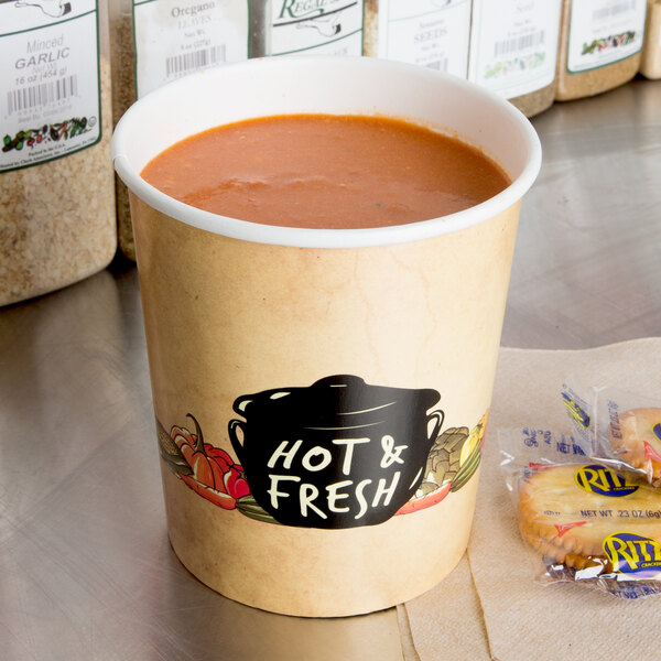 Choice 32 oz. Medley Double Poly-Coated Paper Soup / Hot Food Cup - 500 ...
