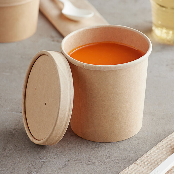 EcoChoice 16 oz. Kraft Paper Food Cup with Vented Lid - 250/Case