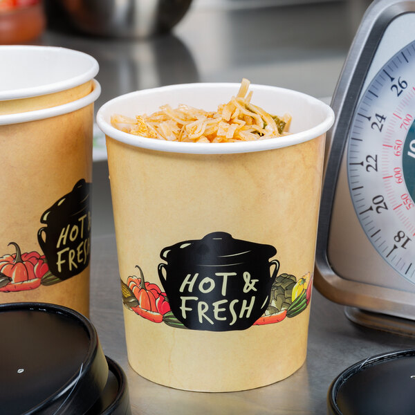 Choice 32 oz. Medley Double Poly-Coated Paper Soup / Hot Food Cup with ...