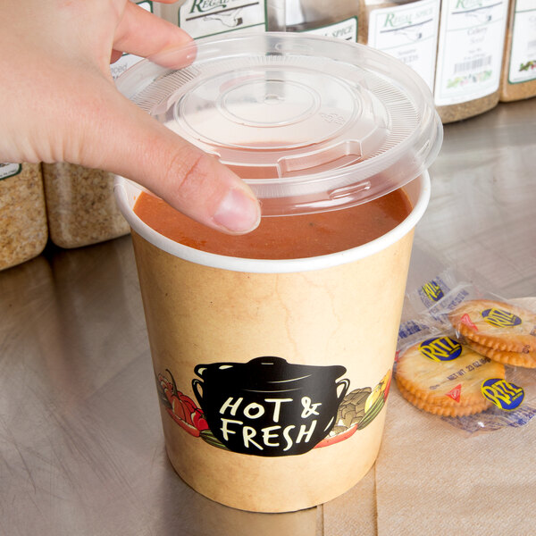 Choice 32 oz. Medley Double Poly-Coated Paper Soup / Hot Food Cup with ...