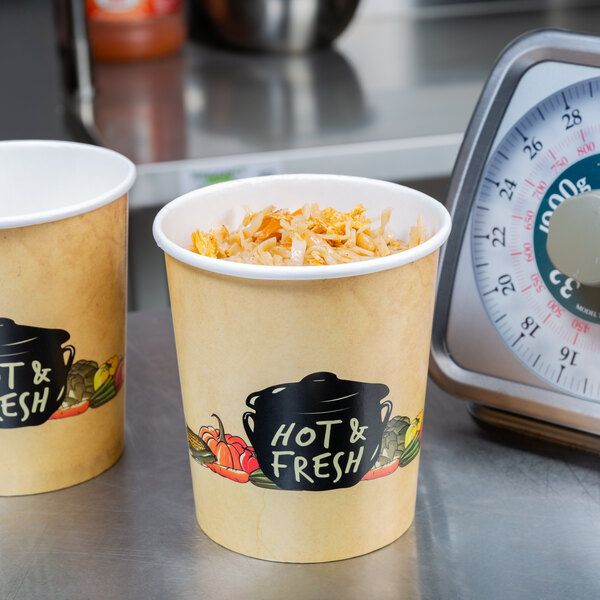 Choice 32 oz. Medley Double Poly-Coated Paper Soup / Hot Food Cup with ...