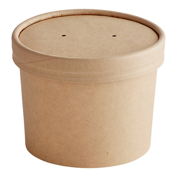 EcoChoice Kraft Paper Food Cup with Vented Lid 12 oz. - 25/Pack