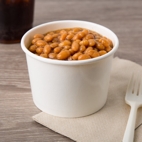 Choice 12 oz. White Double Poly-Coated Paper Food Cup - 50/Pack