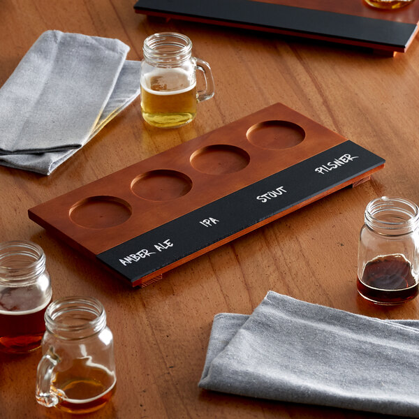 Acopa Mahogany Finish Flight Tray with Write-On Surface - 12/Case