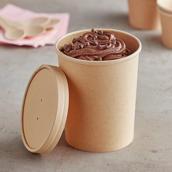 EcoChoice Kraft Paper Food Cup with Vented Lid 32 oz. - 25/Pack