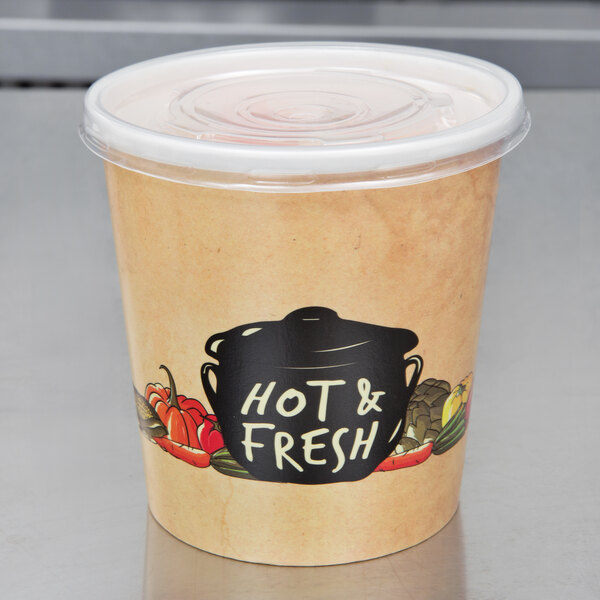 Choice 16 oz. Medley Double Poly-Coated Paper Soup / Hot Food Cup - 50/Pack