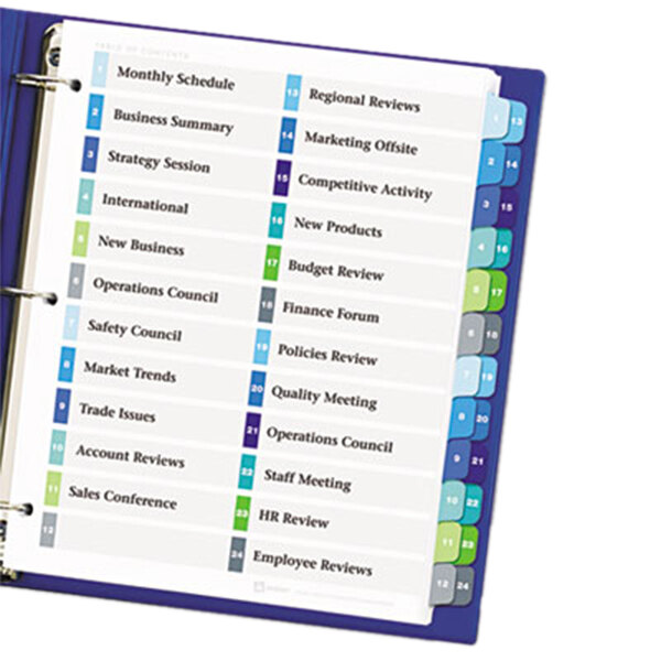 Avery® 11321 Ready Index 24-Tab Double-Column Multi-Color Table of ...