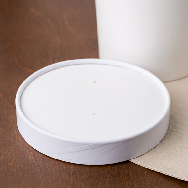 Choice 6-16 oz. White Paper Soup / Hot Food Cup Vented Lid - 50/Pack