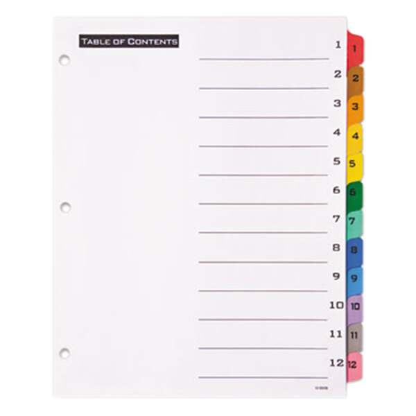 Avery® Office Essentials 11673 Table 'n Tabs Multi-Color 12-Tab Dividers