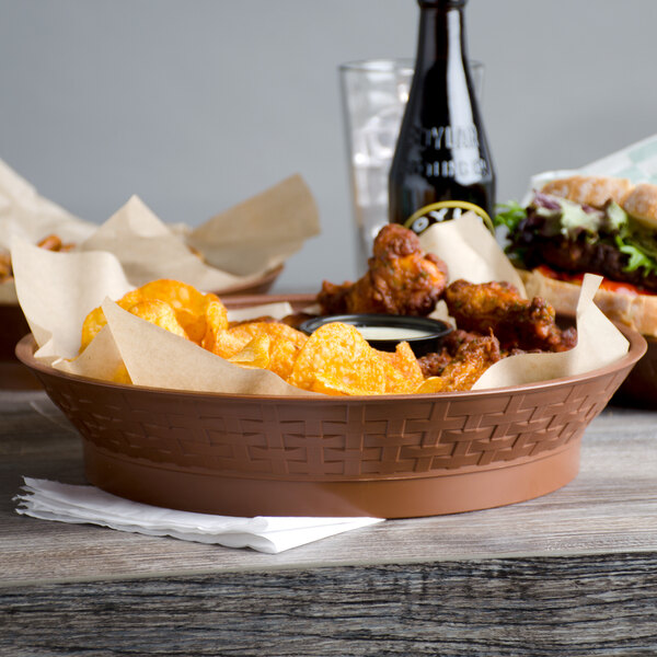 Choice 12" Round Brown Plastic Diner Platter with Base - 12/Pack