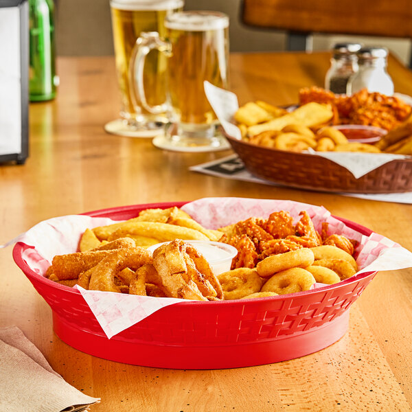 Choice 12" Round Red Plastic Diner Platter with Base - 12/Pack