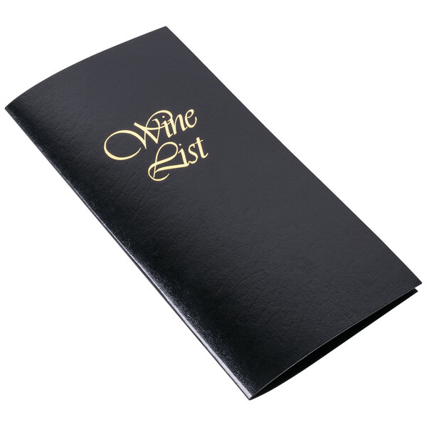 Menu Solutions L702C 5 1/2" x 11" Black Wine List Cover