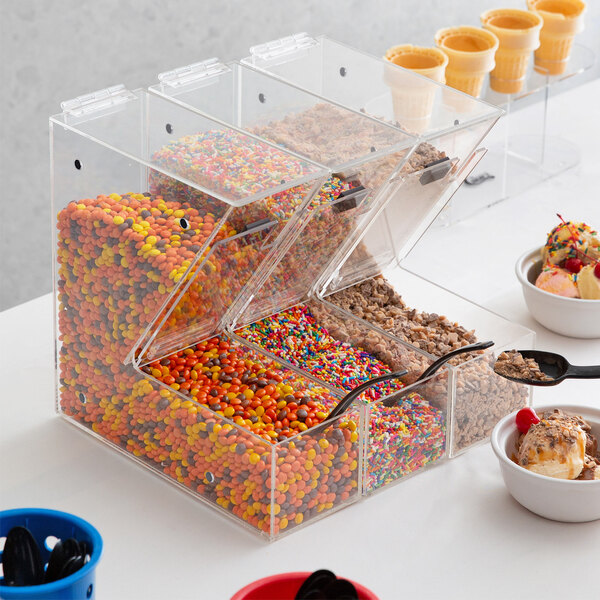 Choice Stackable Candy / Topping Dispenser with Notch - 11" x 4" x 11"