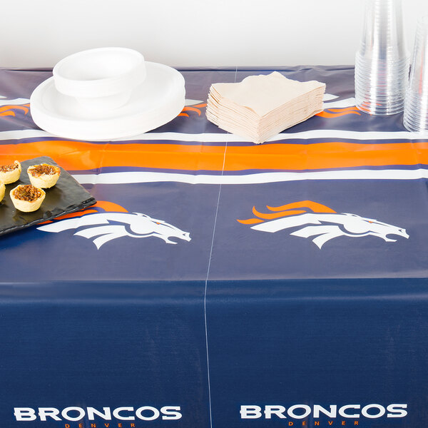 Creative Converting Denver Broncos 54" x 102" Plastic Table Cover - 12/Case