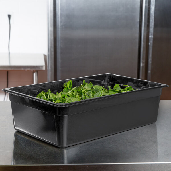 Cambro 16HP110 H-Pan™ Full Size Black High Heat Plastic Food Pan - 6" Deep